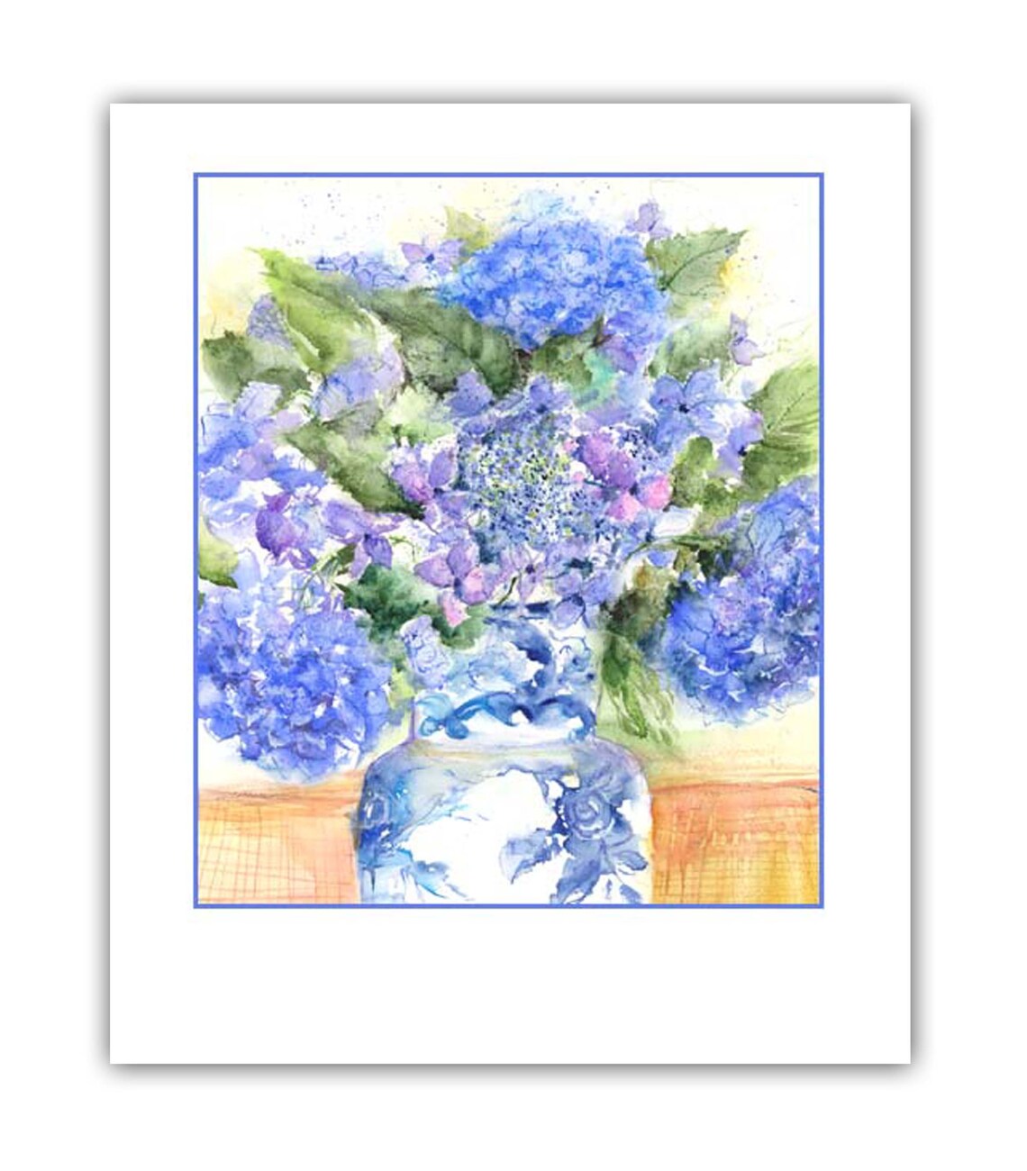Blue Hydrangea Note Cards. Boxed Set. Blue Floral Art. - Etsy