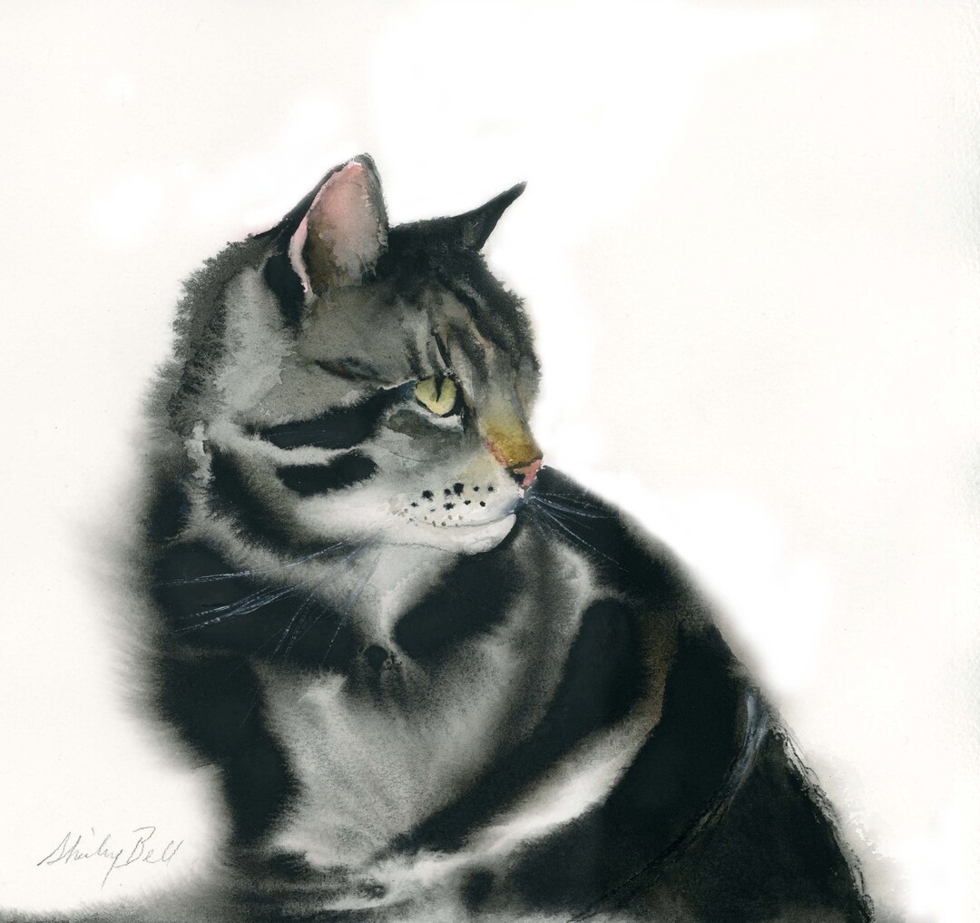 Tabby Cat Print- Tabby Cat Watercolor Print- Cat Lovers Gift- Cat ...