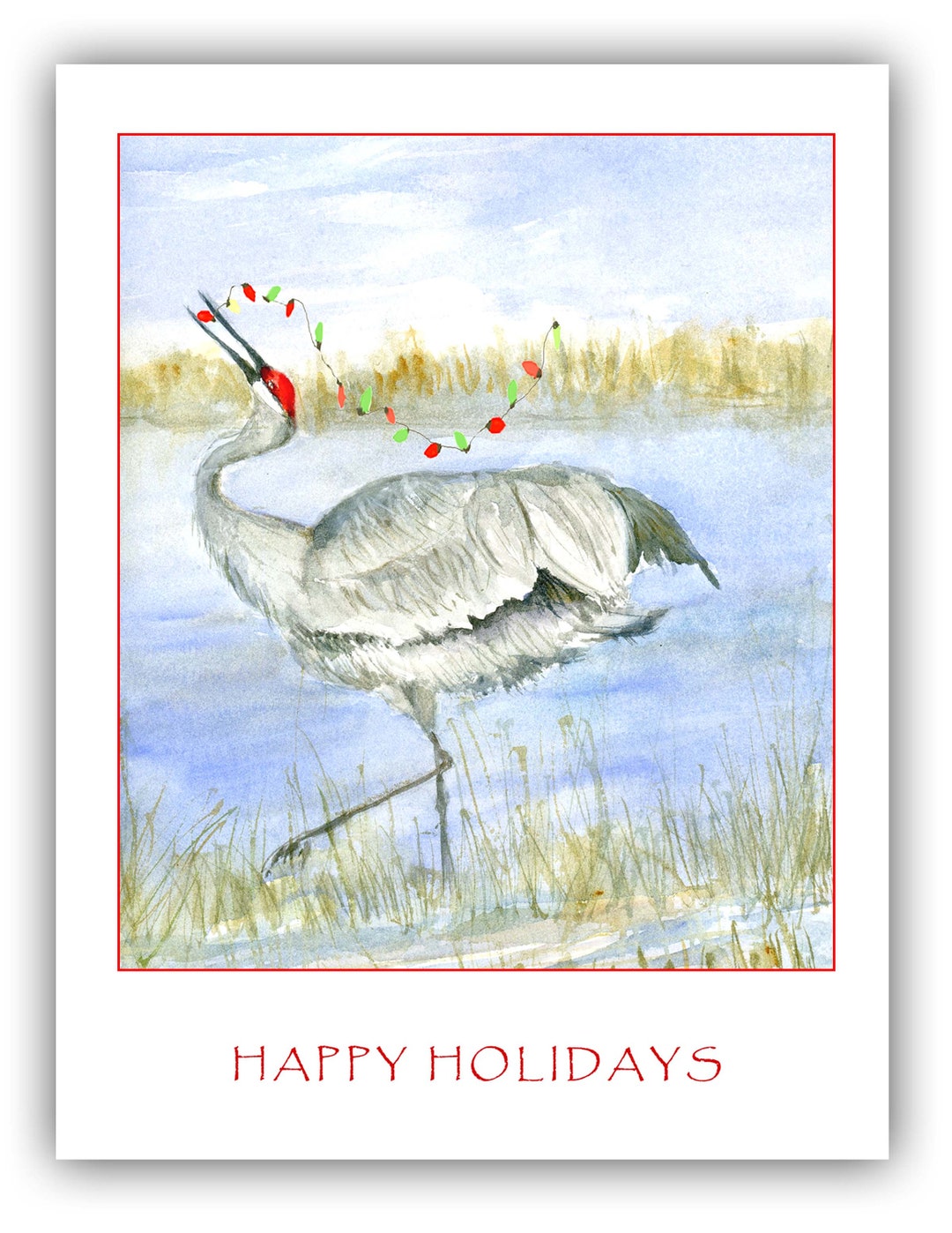 Sandhill Crane Christmas Cards, Crane Holiday Cards- Tropical Christmas ...