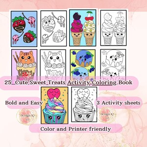 Printable Cute Coloring Book Bundle Sweet Treat for Kids Activity ...