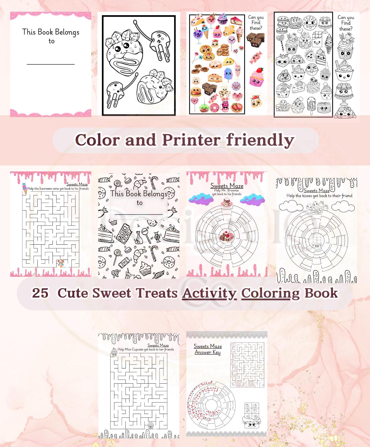 Printable Cute Coloring Book Bundle Sweet Treat for Kids Activity ...