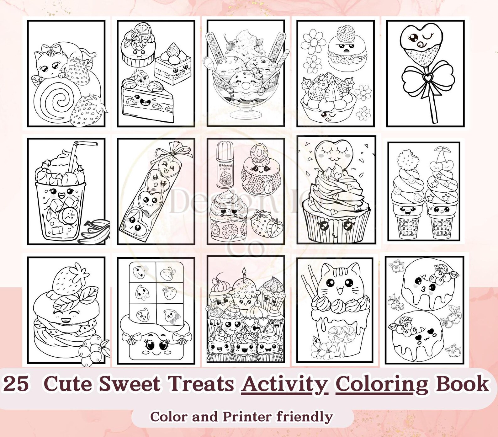 Printable Cute Coloring Book Bundle Sweet Treat for Kids Activity ...