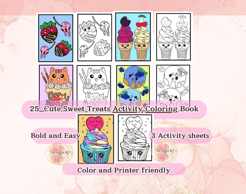 Printable Cute Coloring Book Bundle Sweet Treat for Kids Activity ...