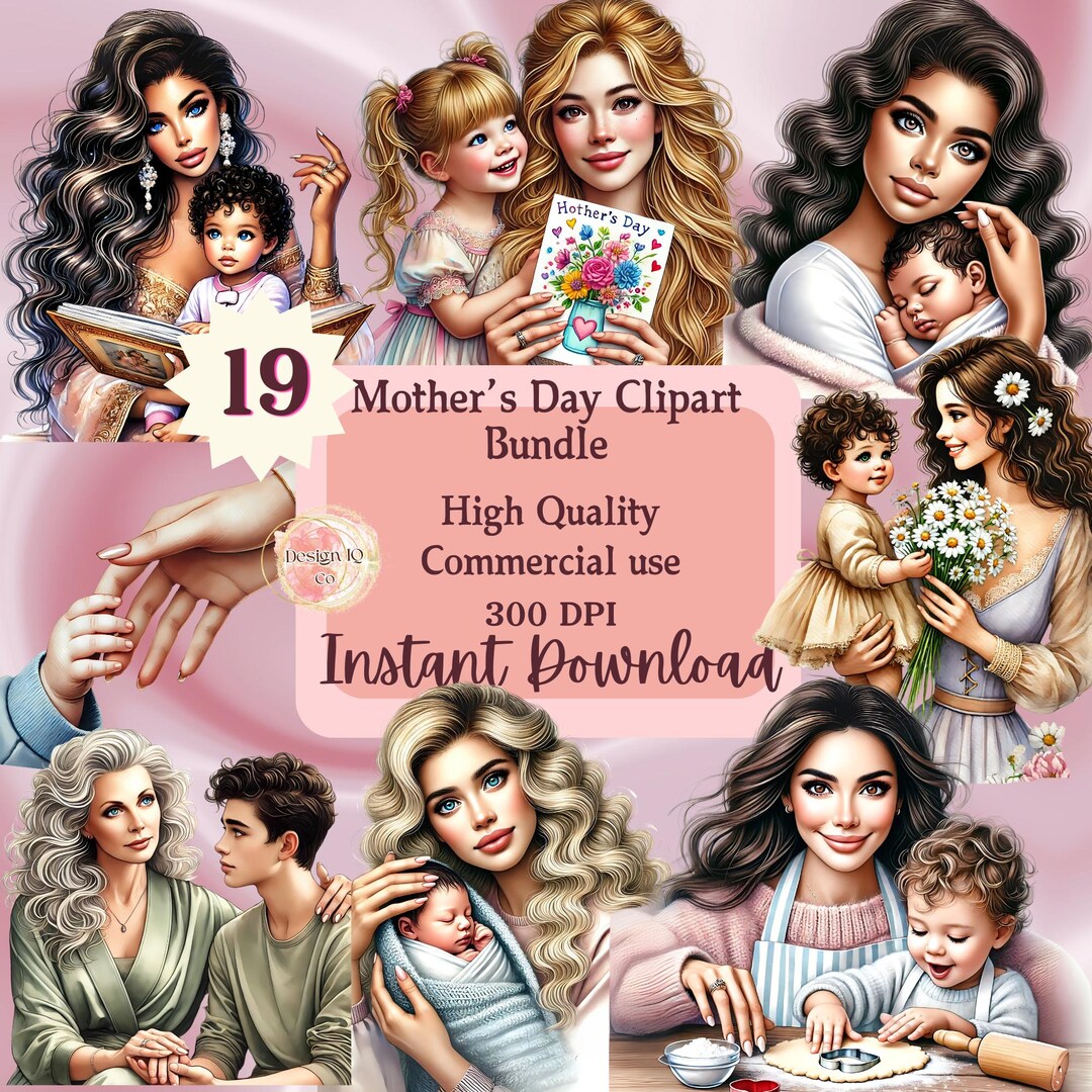Mother's Day PNG Sticker Bundle Digital Mother's Day Graphic Motherhood ...