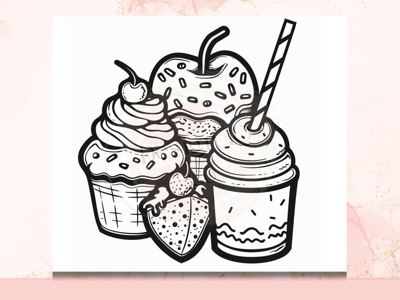 Coloring Page Bundle Cute Coloring Sheet Sweet Treat Favor Coloring ...