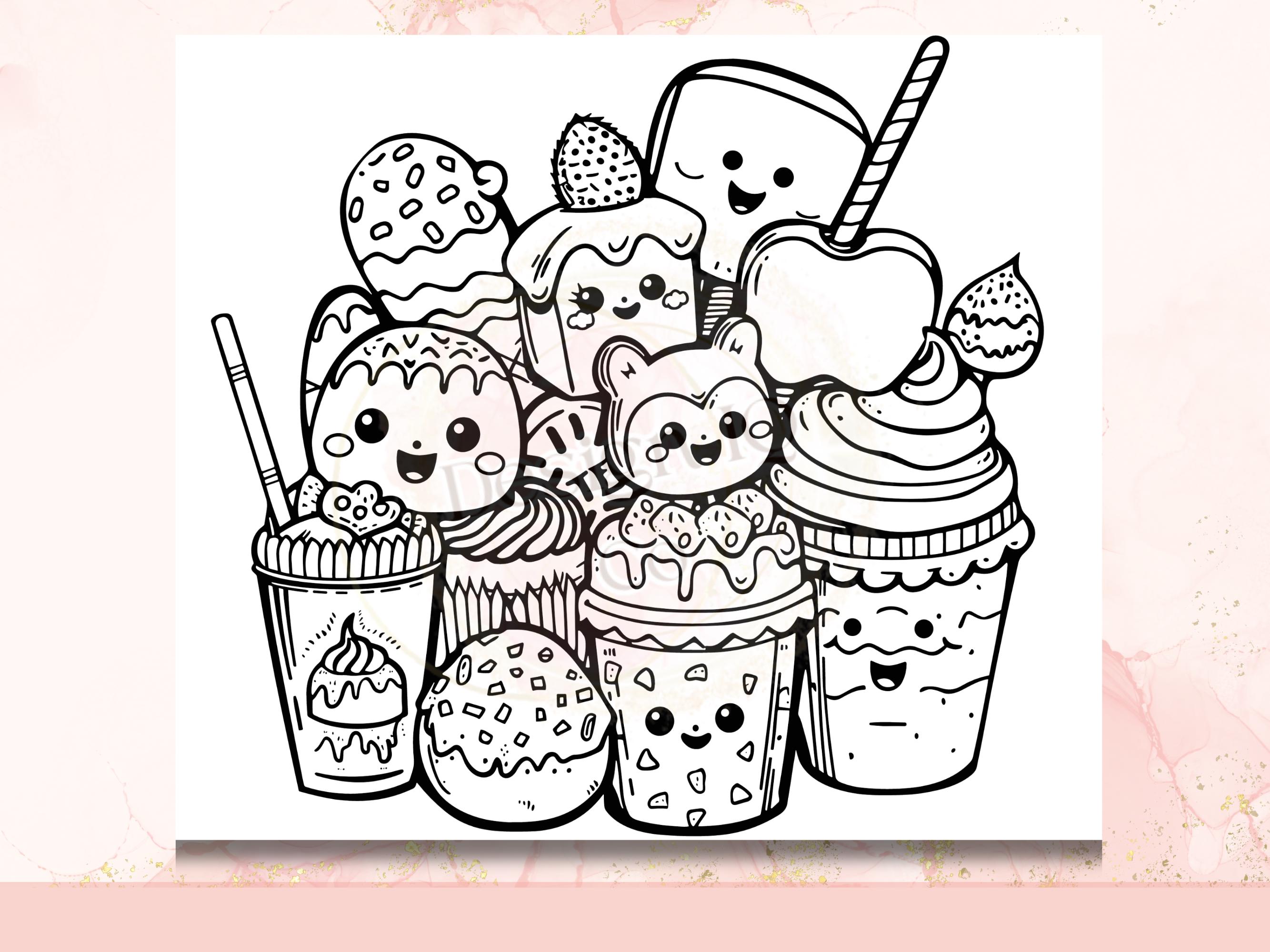 Coloring Page Bundle Cute Coloring Sheet Sweet Treat Favor Coloring ...