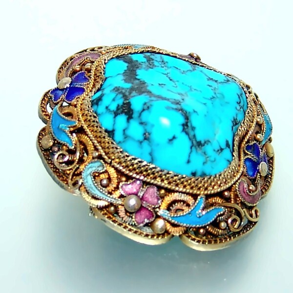 Turquoise Brooch - Etsy