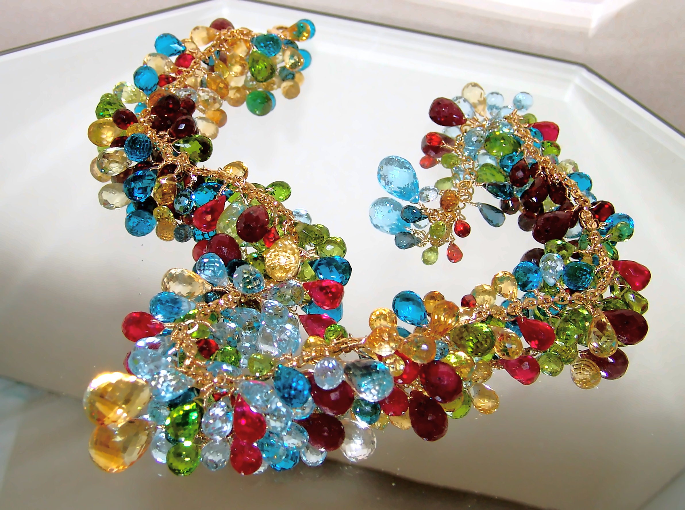Bold Fireworks Necklace High Qualtiy Briolettegemstones Necklace 14k ...