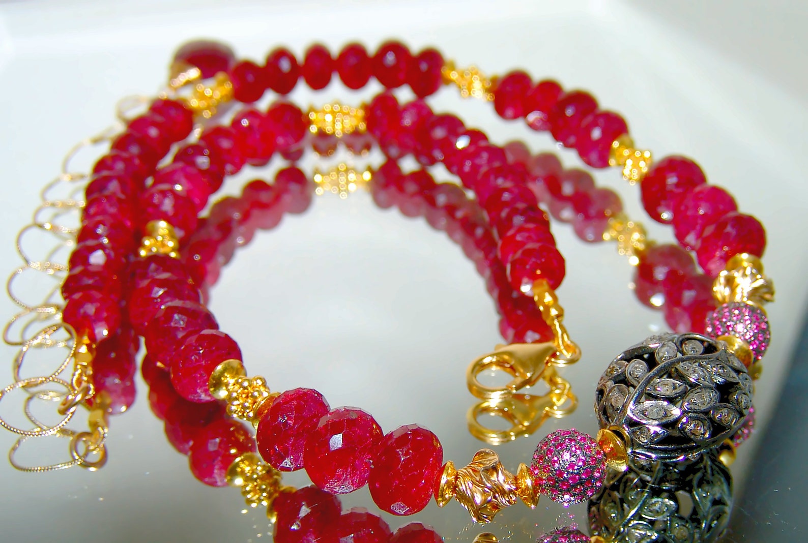 Ruby Diamond Pave Necklace Vermeil Sterling Silver - Etsy