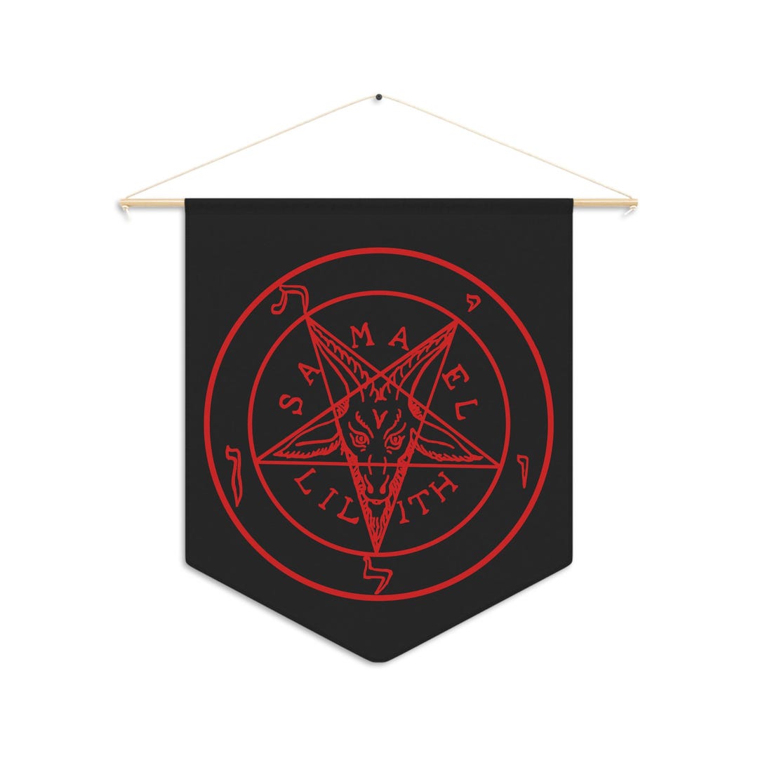 Demonological - Baphomet Pentagram - Black-red - Pennant 45.7 Cm × 53.3 ...