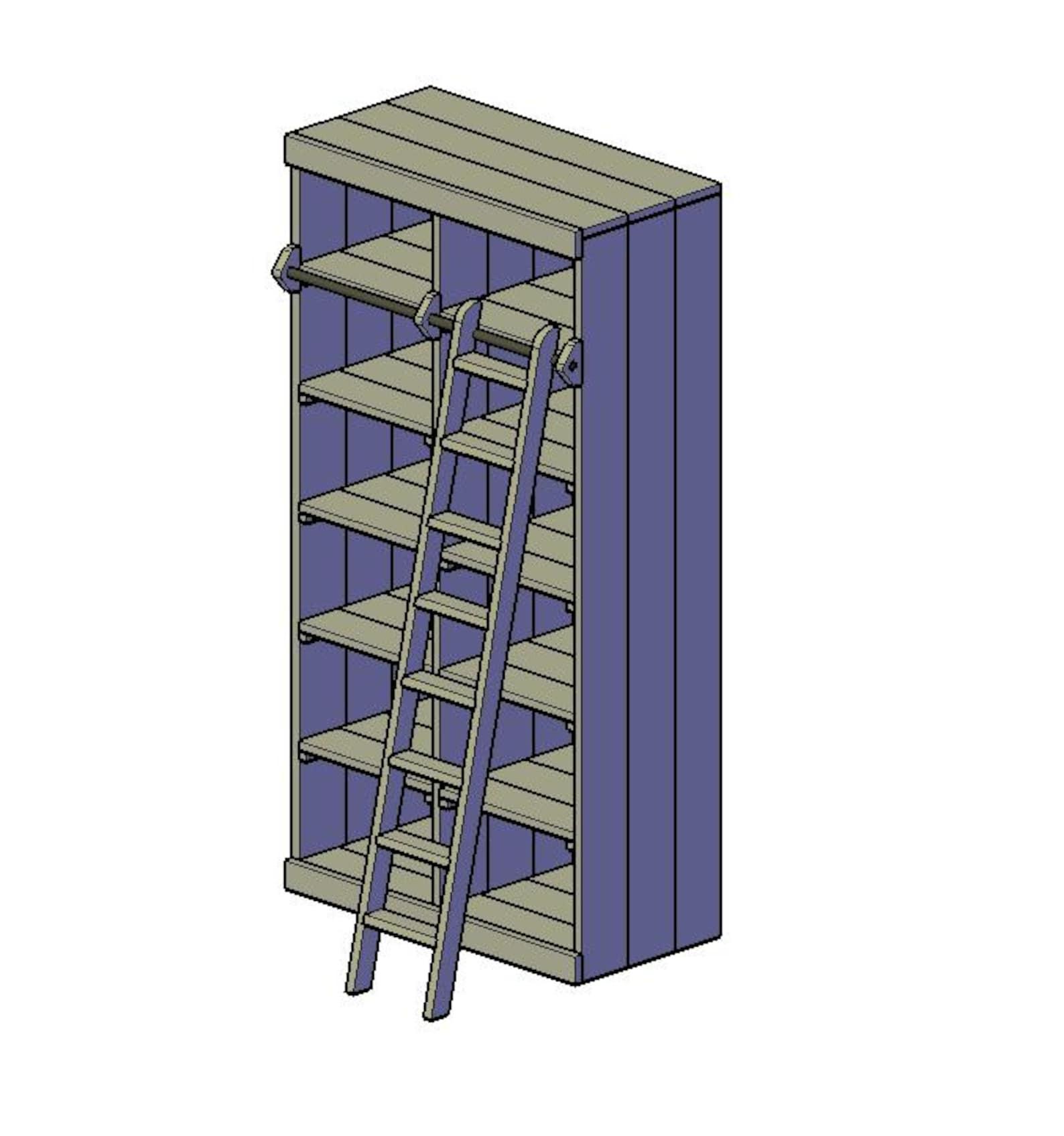 Bookcase With Ladder Plan | Wooden Bookcase With Ladder | Bookcase ...