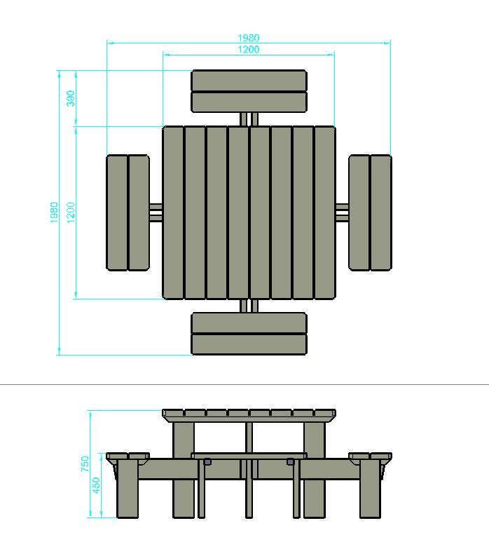 Square Picnic Table 8 Persons Diy | Wooden Square Picnic Table | Square ...