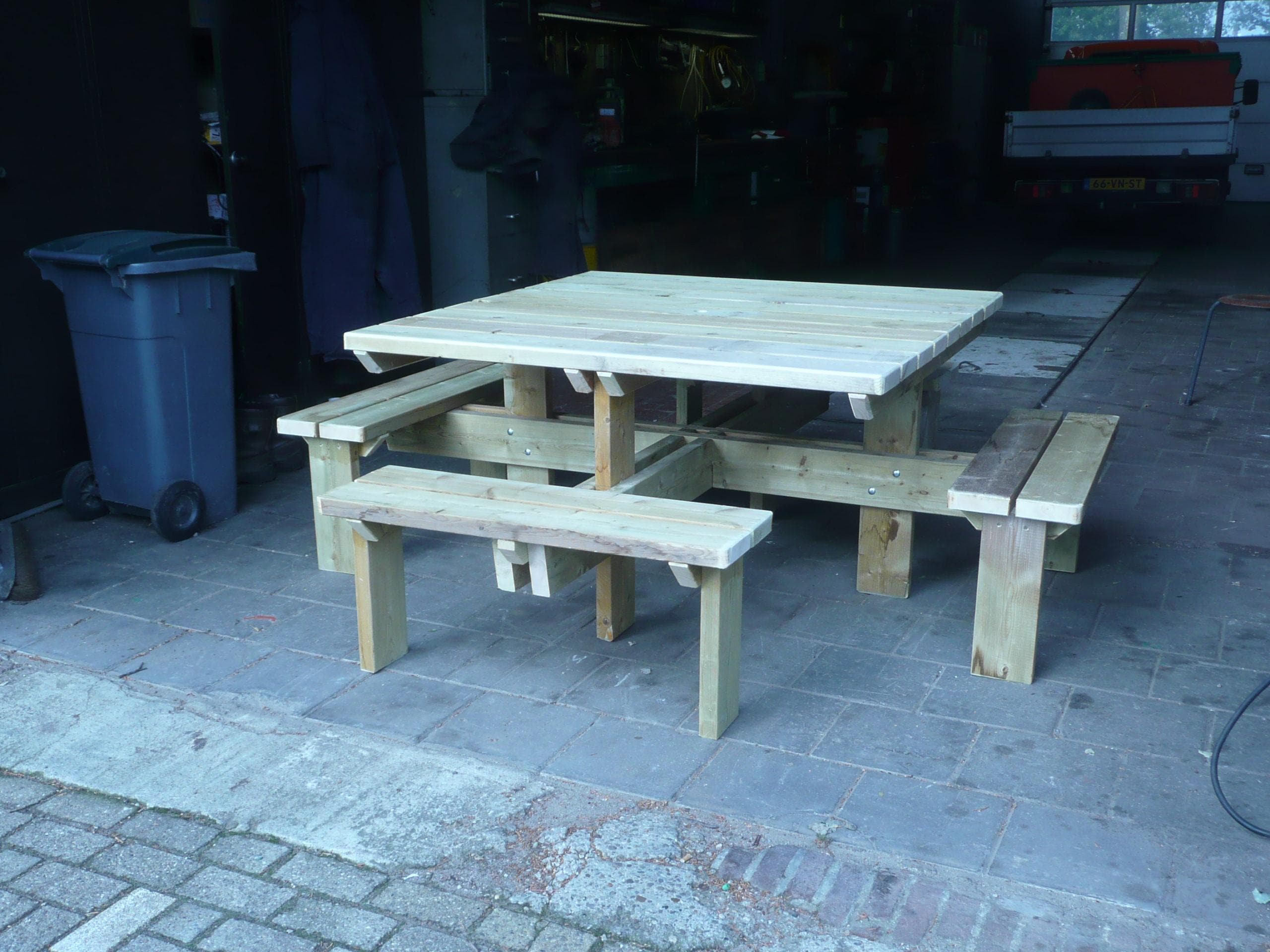 Square Picnic Table 8 Persons Diy | Wooden Square Picnic Table | Square ...