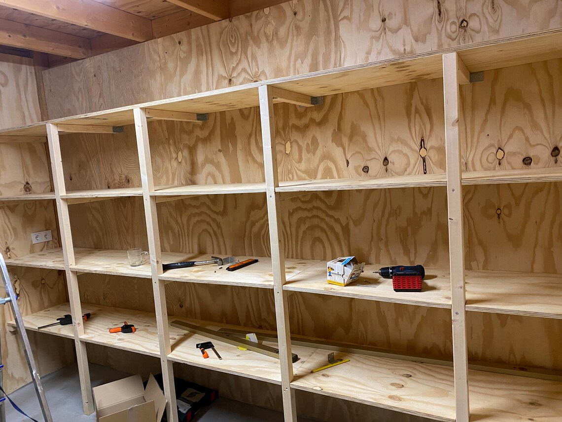 Garage Shelving Construction Drawing Metric Sizes (millimeters ...