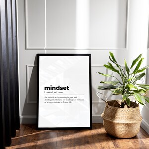 Mindset Print, Mindset Definition Poster, Inspirational Quote Print ...
