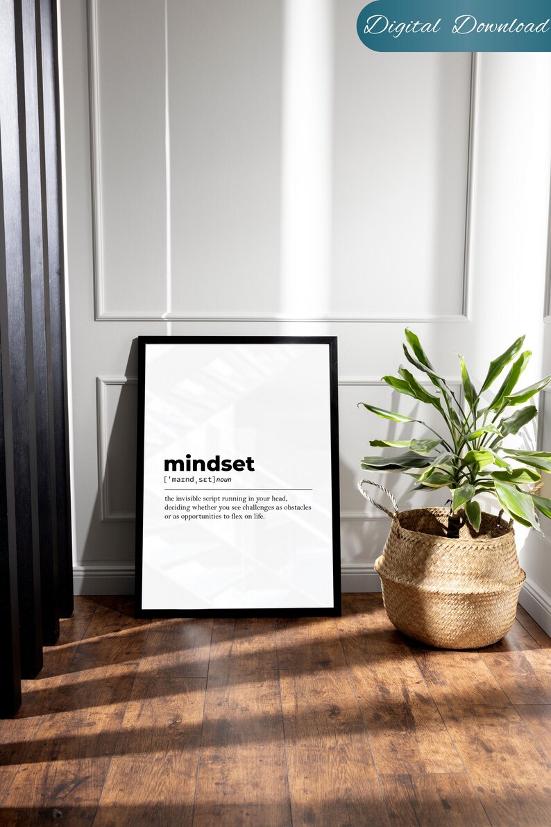 Mindset Print, Mindset Definition Poster, Inspirational Quote Print ...