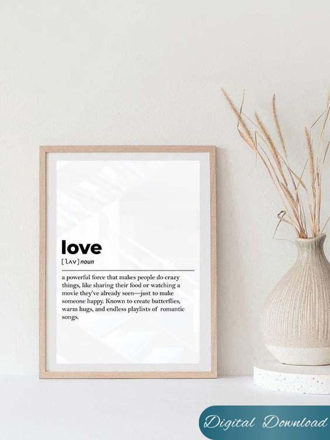 Love Definition Print, Wall Art Prints, Quote Print, Love Wall Decor ...