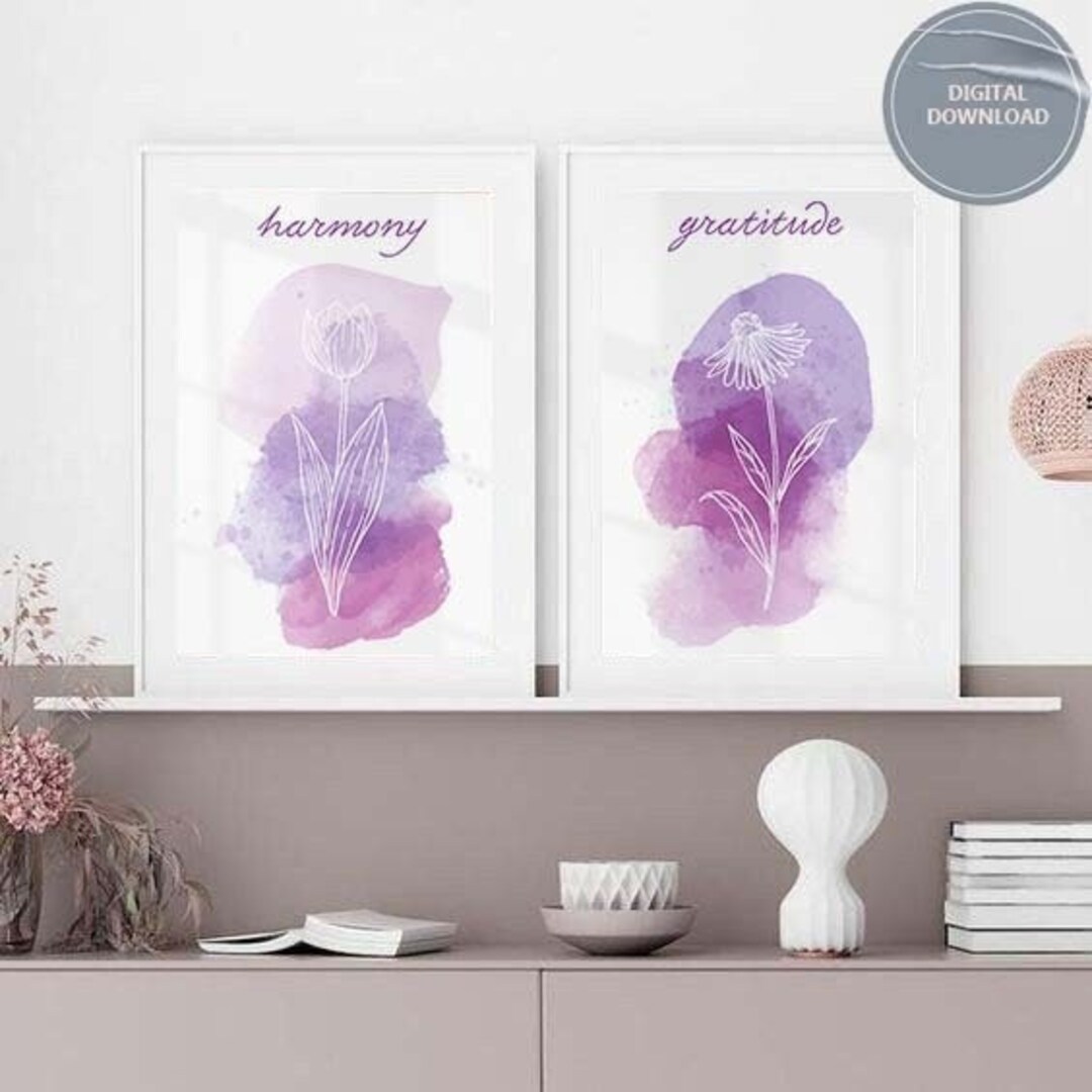 Purple Flowers Poster, Motivational Text, Purple Printable Poster ...