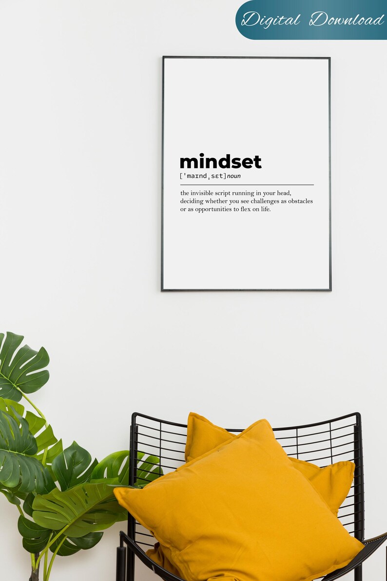Mindset Print, Mindset Definition Poster, Inspirational Quote Print ...
