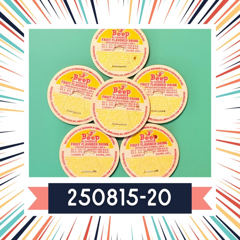 250815-20 Vintage Milk Caps. Lassig’s Dairy Beep Fruit Drink Caps. Junk ...