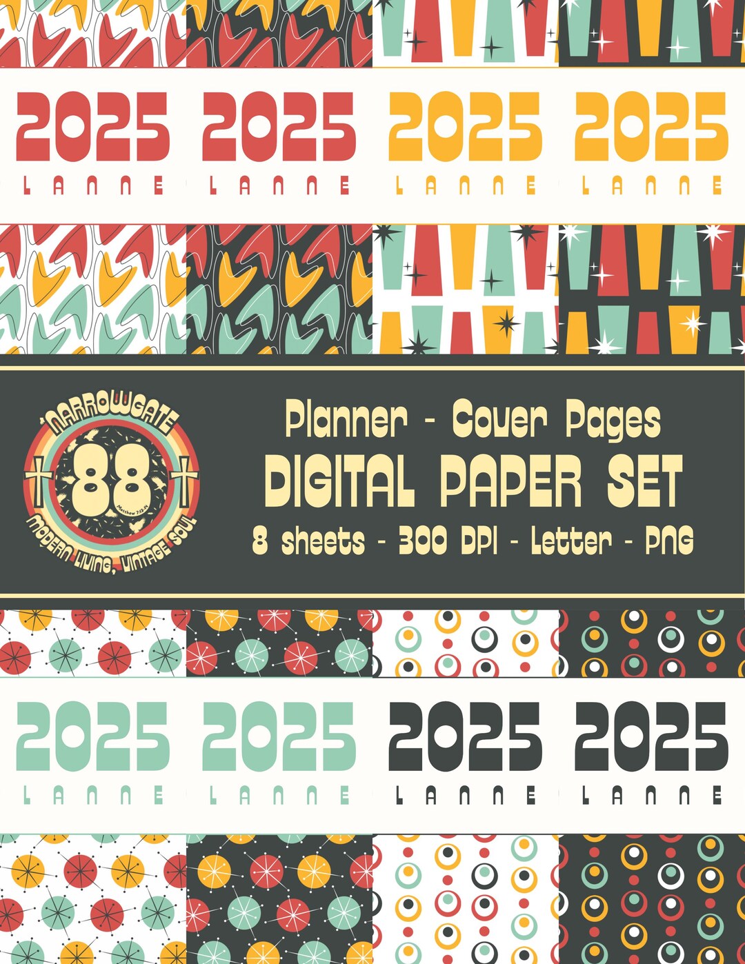 Retro Planner - 2025 Cover Pages | Digital Download | Printable Planner ...