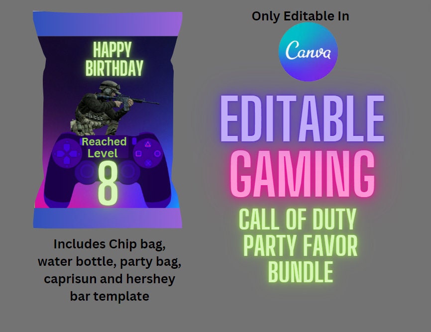 Editable Call of Duty Gaming Party Favor Bundle - Etsy