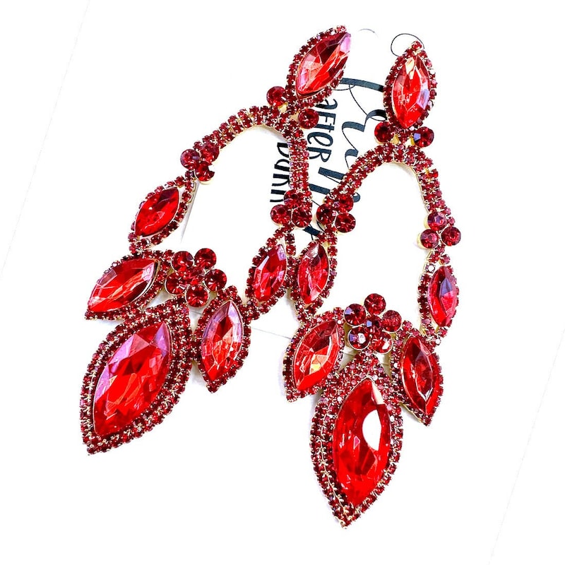 Long Red Earrings - Etsy