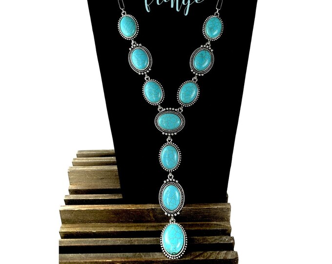 21 Chunky Western Stone Statement Necklace, Western Turquoise Y Stone ...