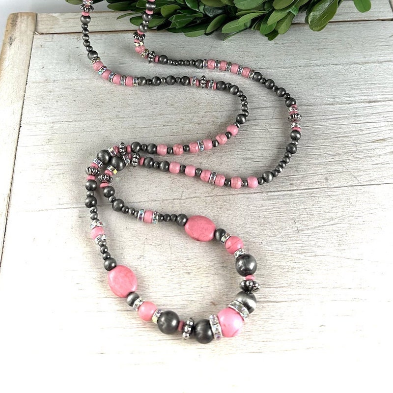 Long Beaded Necklace - Etsy
