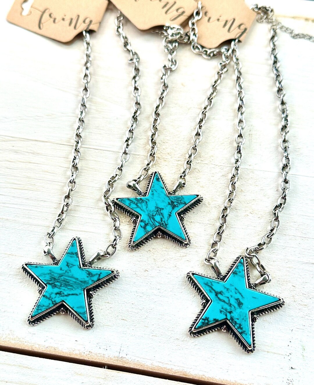 16 Western Star Pendant Necklace, Western Stone Star Necklace ...