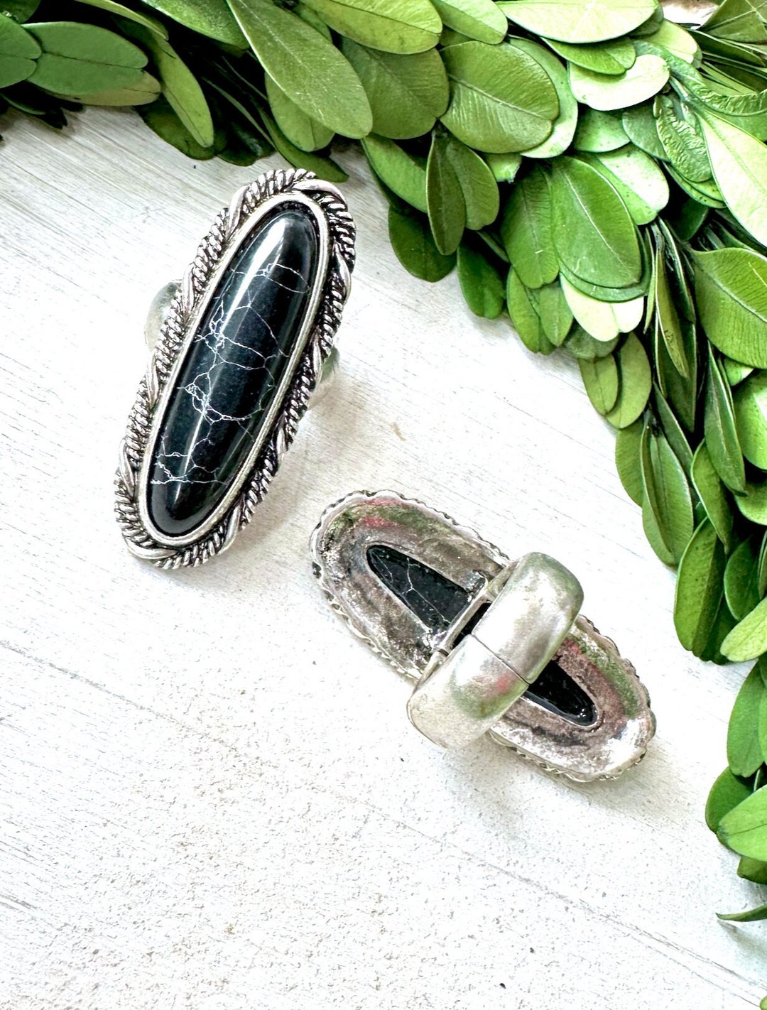 Black Western Oval Stretch Ring, Black Stone Western Ring, Western ...