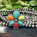 Multi Color Western Stone Cuff Ring, Chunky Orange Red Green Stone ...