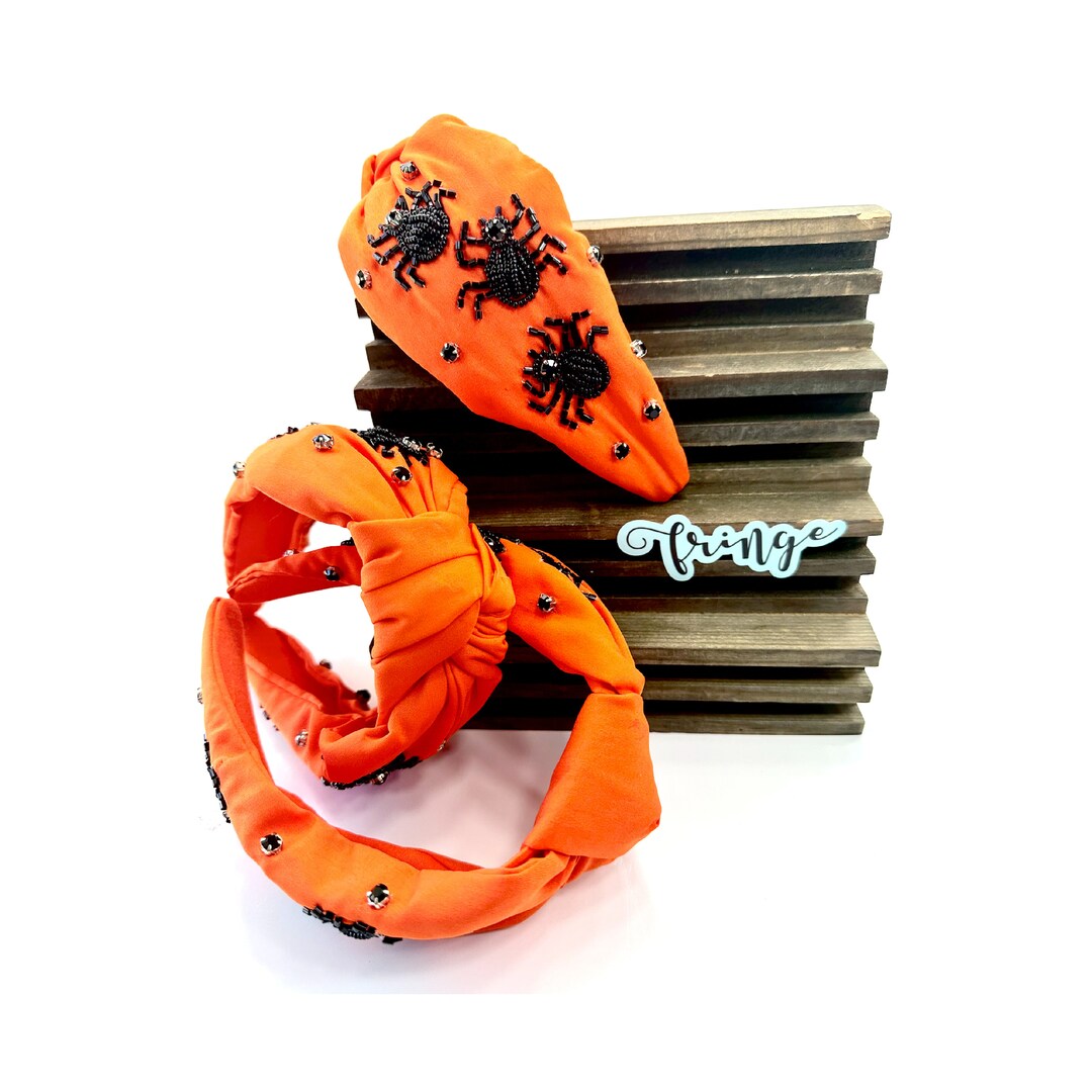 Halloween SPIDERS Seed Bead and Bling Headband/black and - Etsy