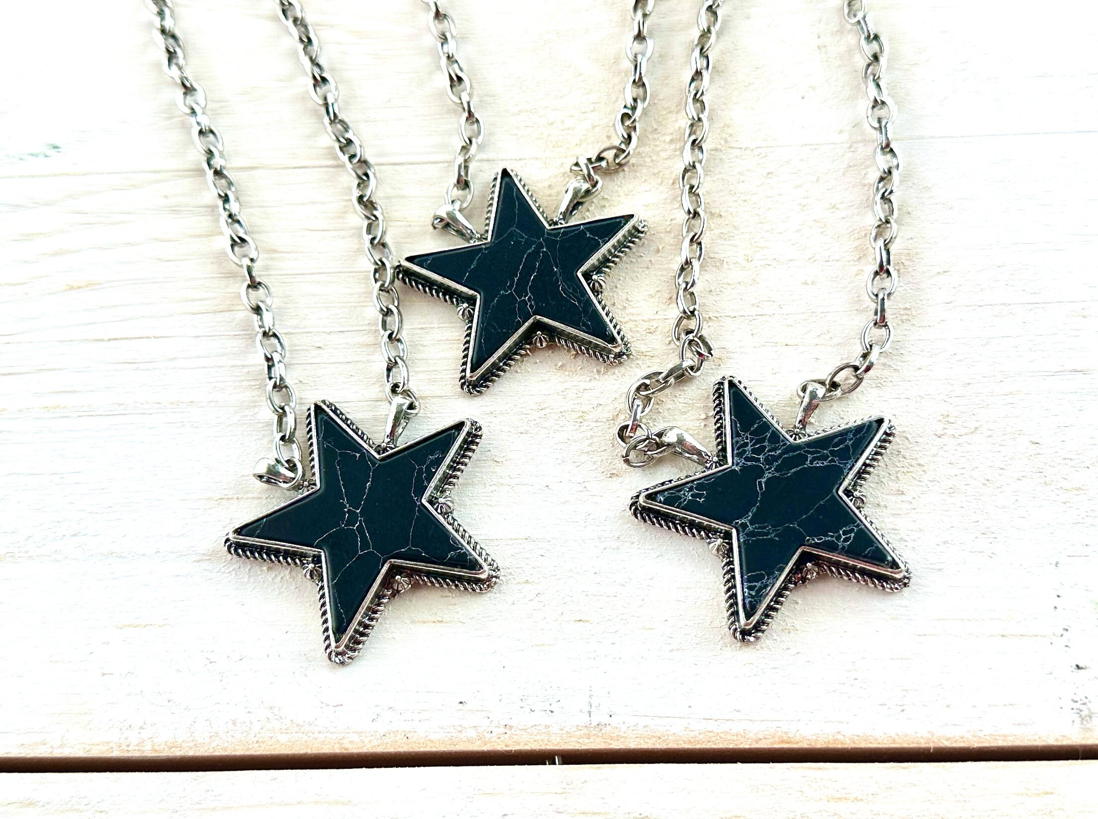 16 Western Star Pendant Necklace, Western Stone Star Necklace ...