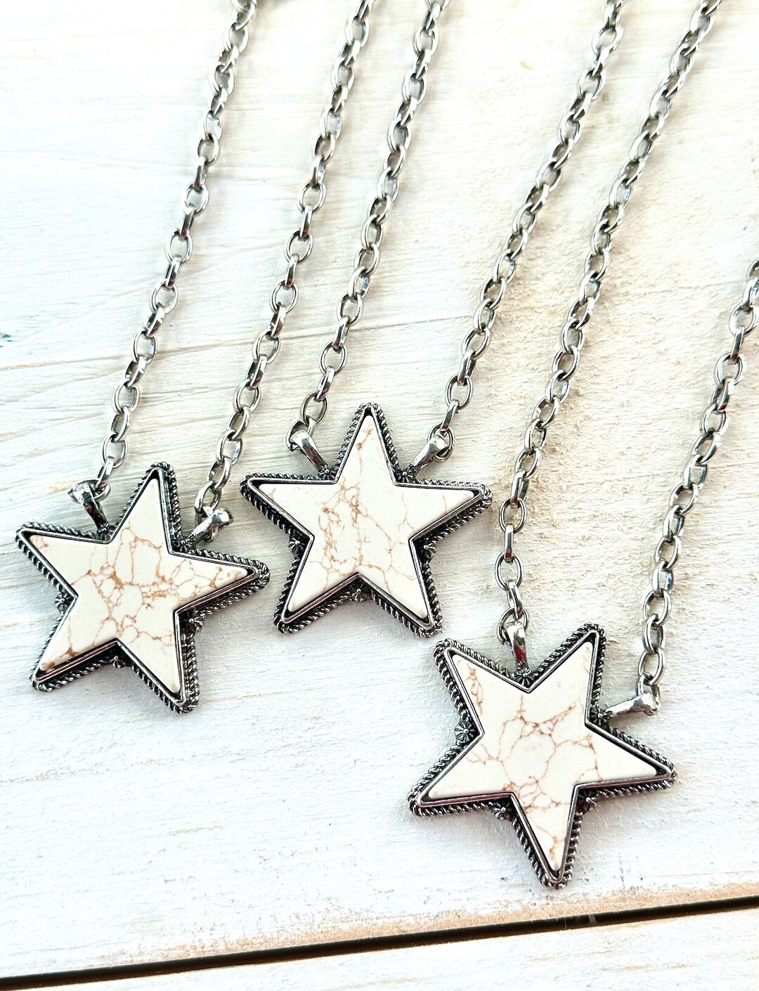 16 Western Star Pendant Necklace, Western Stone Star Necklace ...