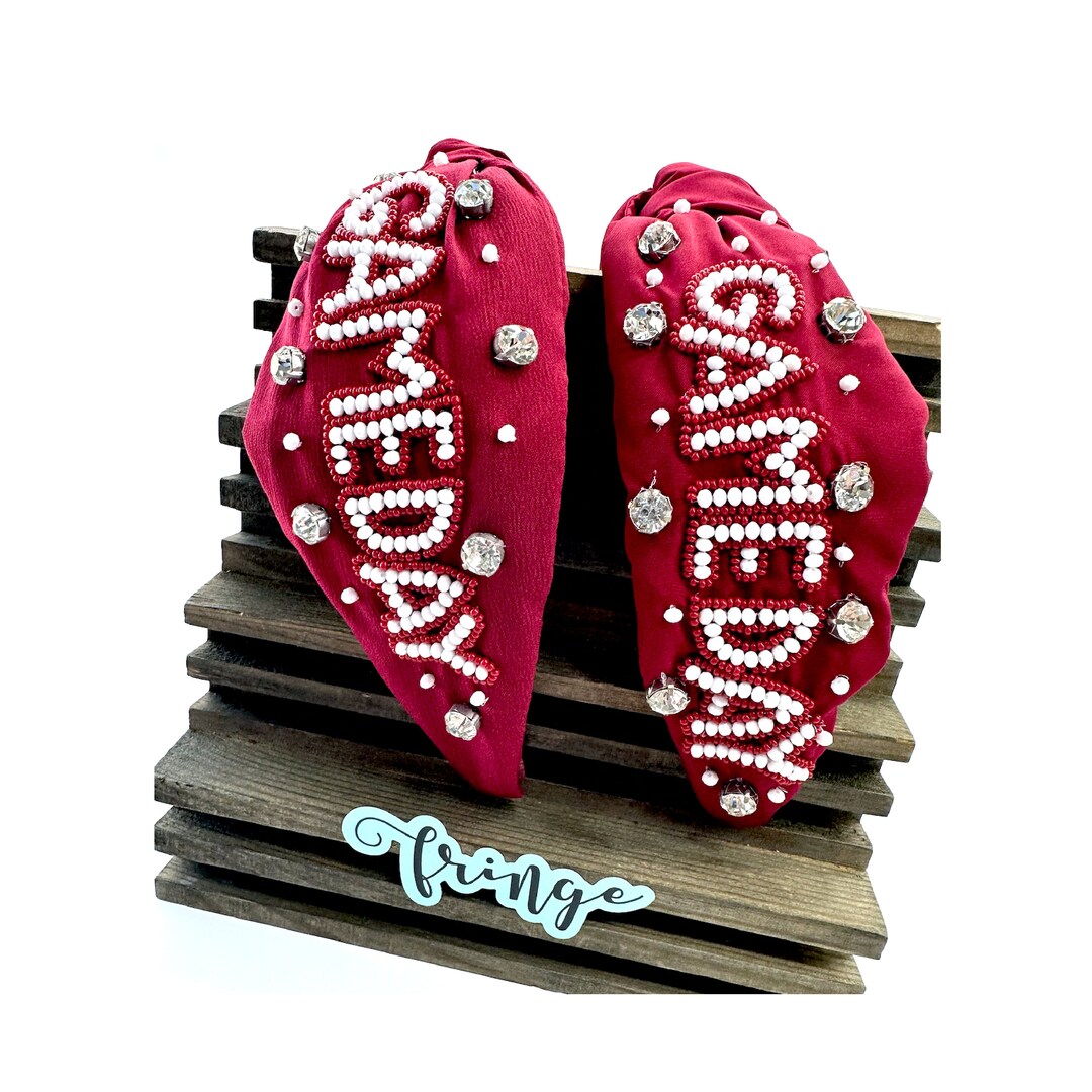 Dark Red GAME DAY Seed Bead and Bling Headband - Etsy