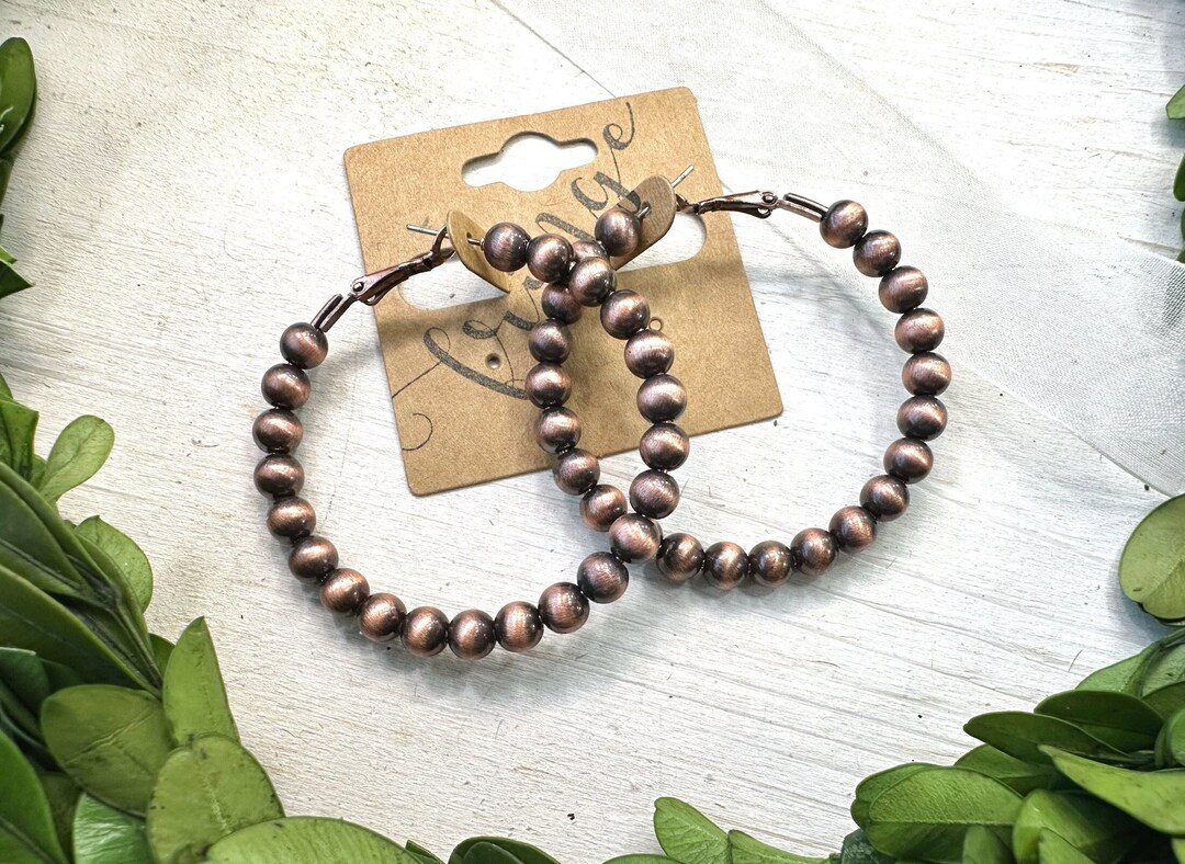 2" Western Beaded Hoops, Navajo Pearl Style Hoop Earrings, Western ...