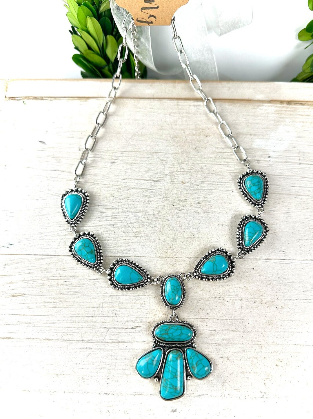 19 Western Stone Statement Necklace, Western Turquoise Concho Necklace ...