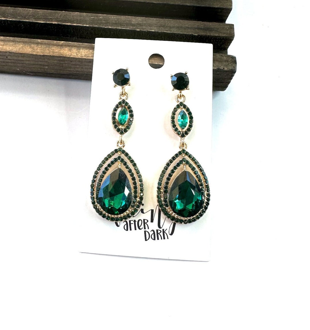2.25" Emerald Prom Earrings, Emerald Pageant Earrings, Emerald ...