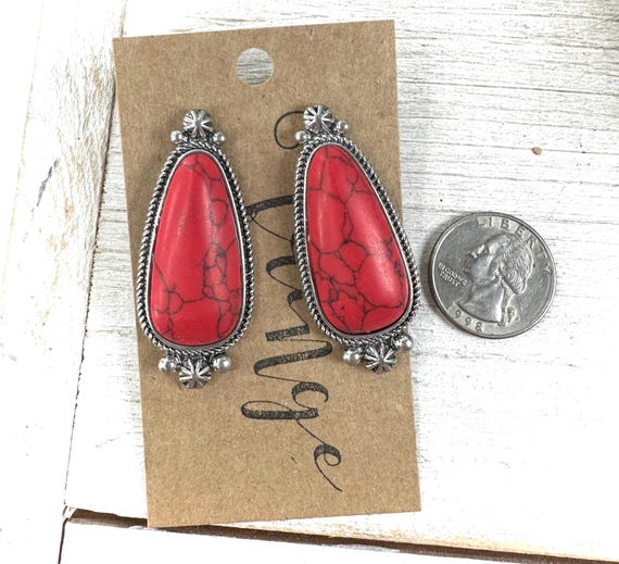 Red western earrings store