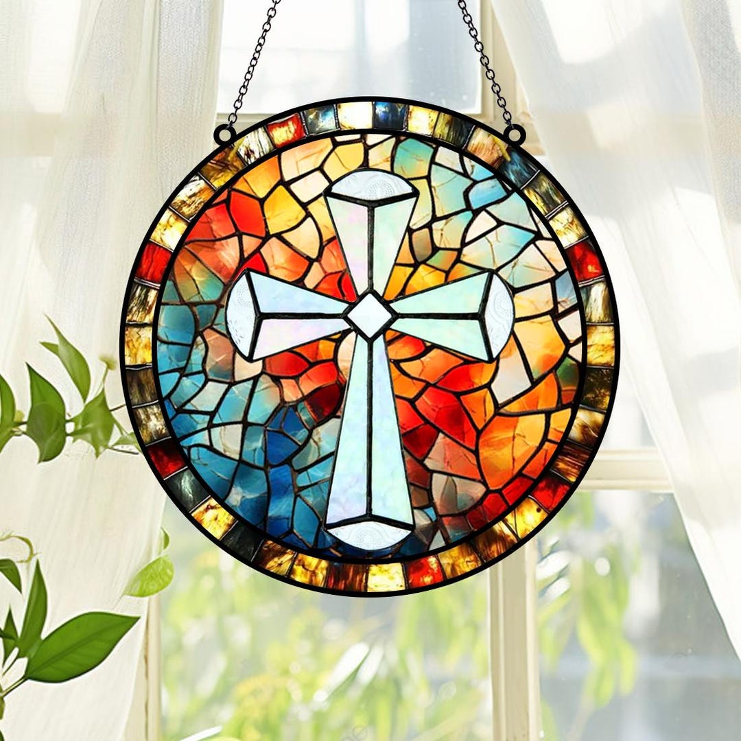 Crucifix 2024 Custom Window Hanging Acrylic Suncatcher Ornament 2024 ...