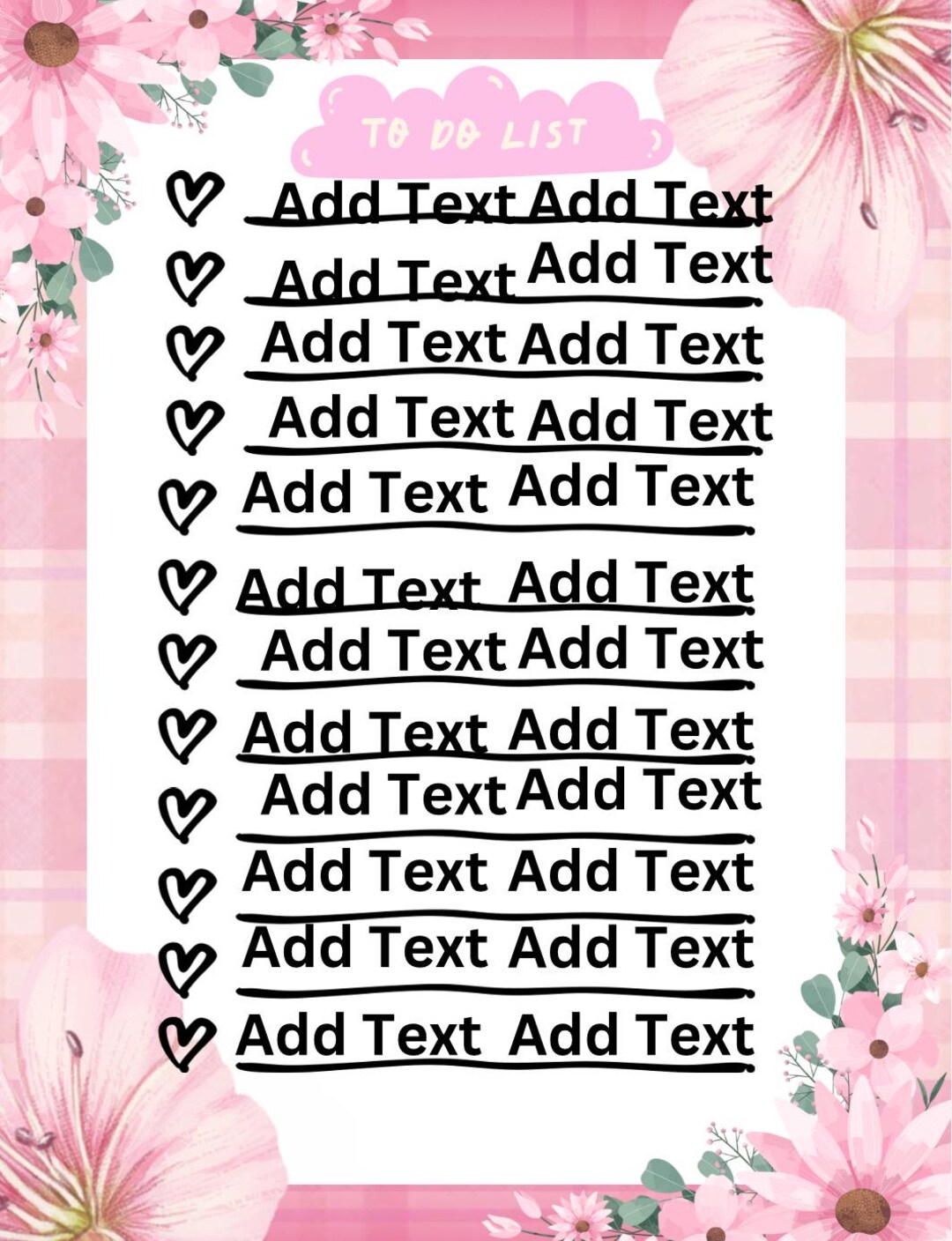 Pink Floral To-do List — Lovely Design With Pink Border - Etsy