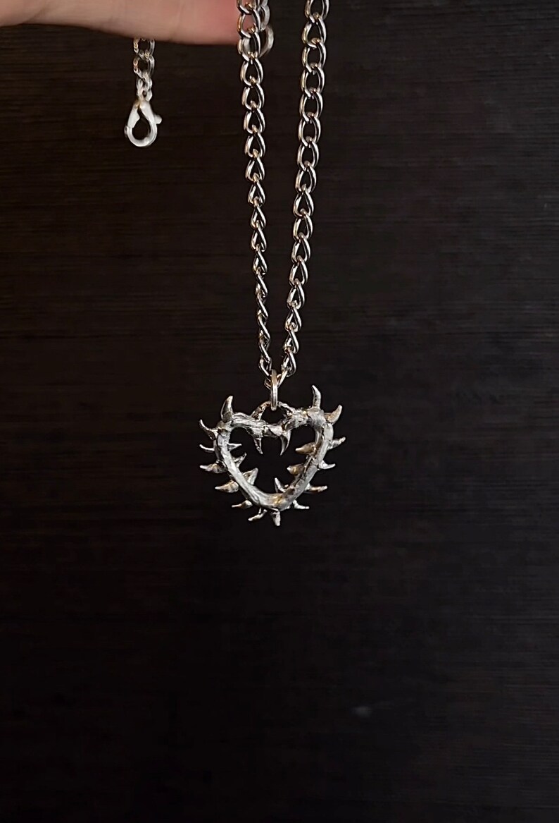 Spiky Heart Cybersigilsm Thorn Sigil Necklace Statement Necklace Liquid ...