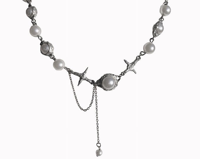 NVRLAND | Melted Pearl Necklace. Spiky Brutalist Pendant. Abstract ...