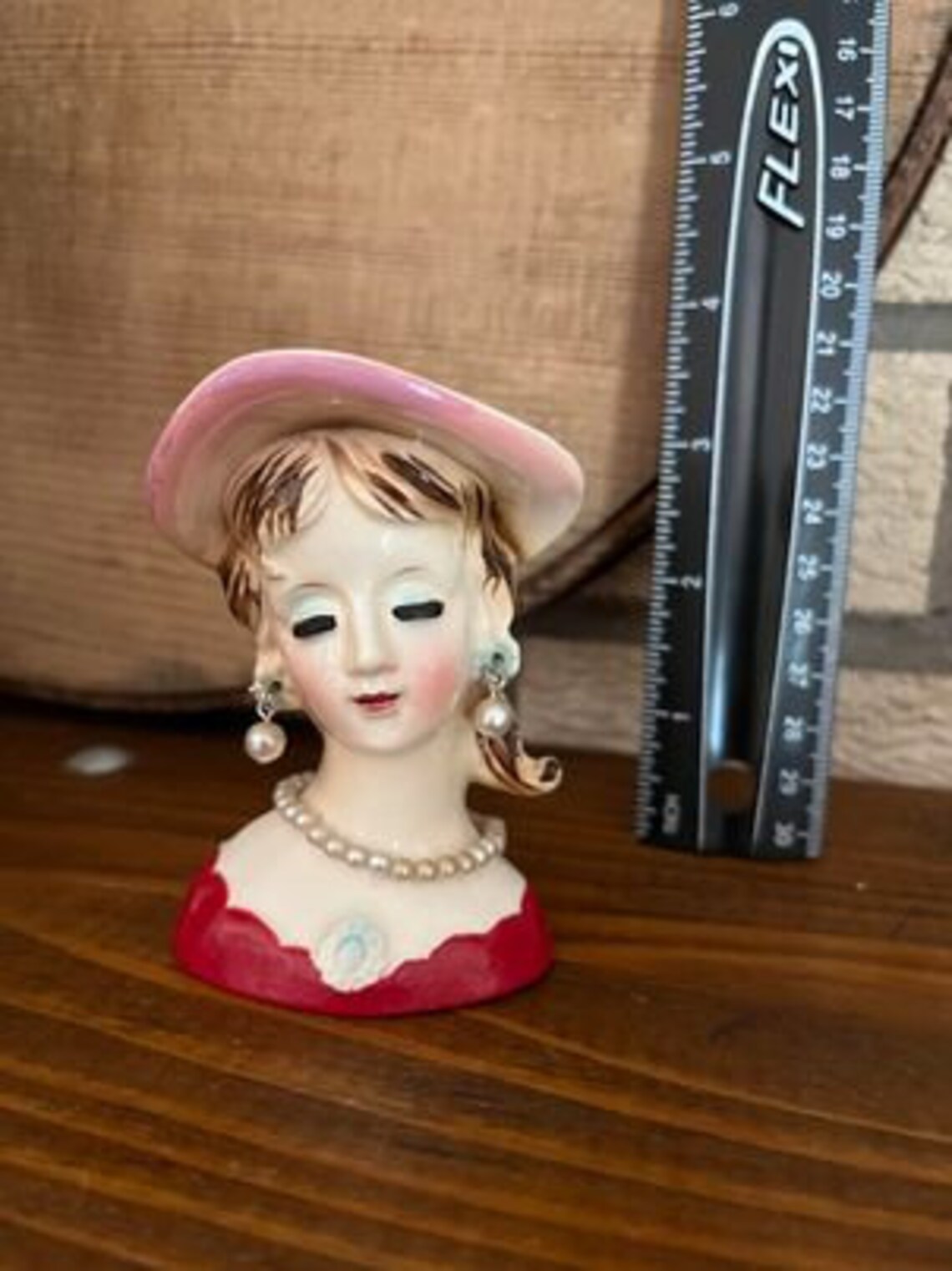 Mini Vintage Head Vase Red & Pink - Etsy
