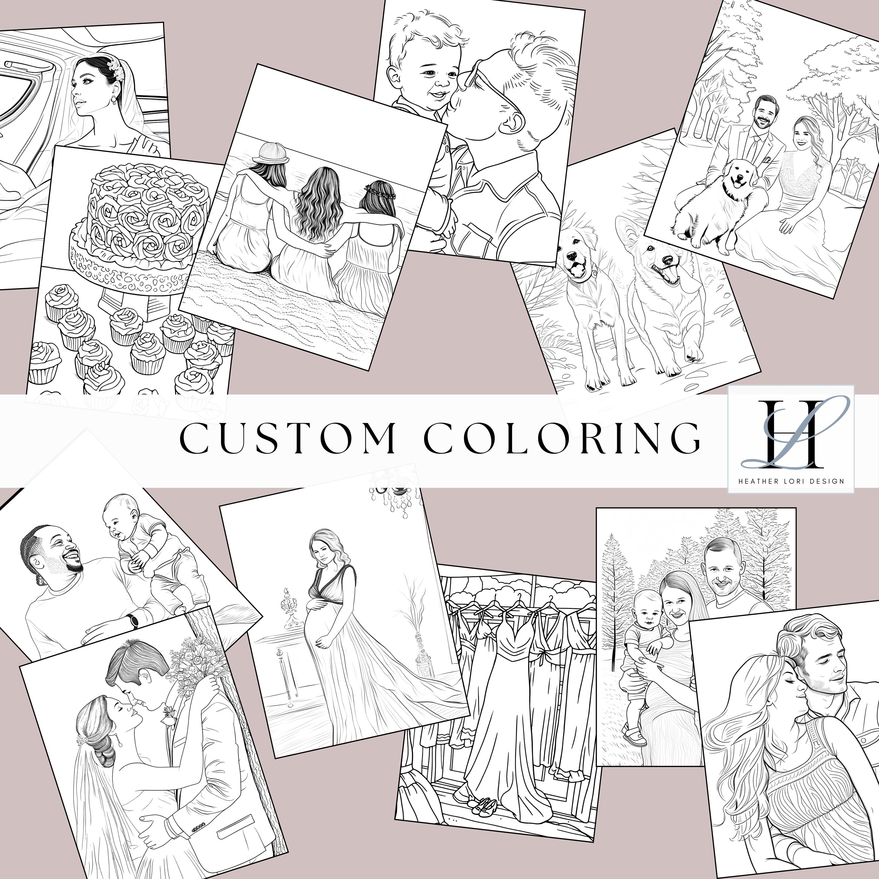 15 Custom Coloring Page, Personalized Coloring Page From Photo, Printable Coloring Books, Gift ...