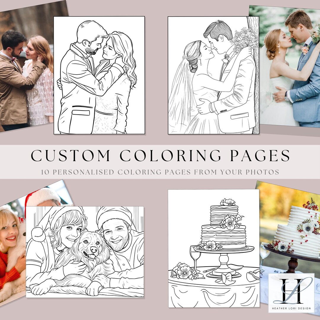 10 Custom Coloring Pages, Personalized Coloring Page From Photo ...