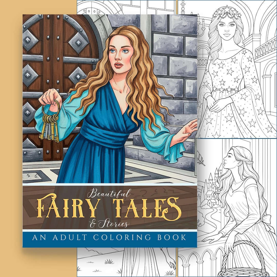 Printable Fairy Tale Coloring Book, Fantasy Colouring Pages, Adult ...
