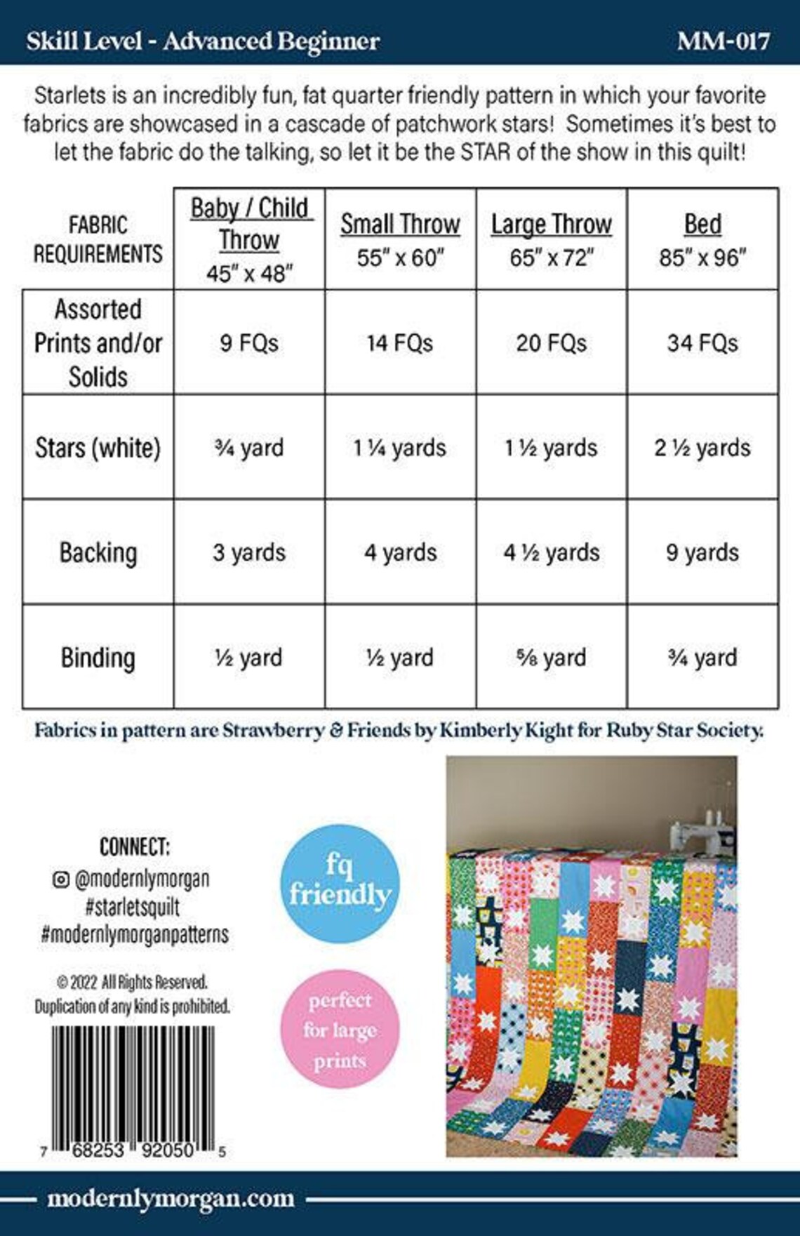 STARLETS Quilt Pattern by Modernly Morgan Star Patchwork Fat Quarterly ...