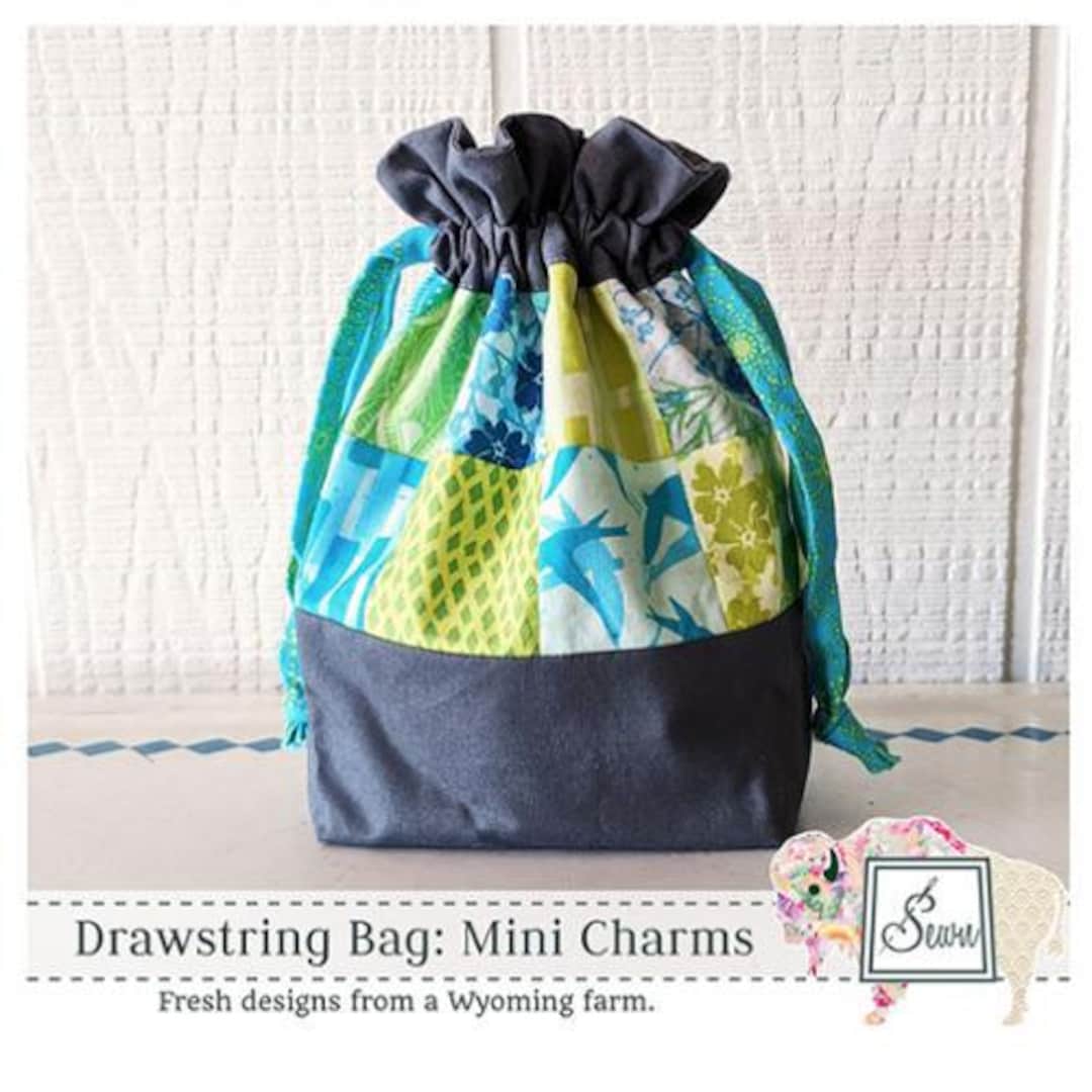Drawstring Bag - Mini Charm Squares Tote PATTERN by Sewn Wyoming Purse ...